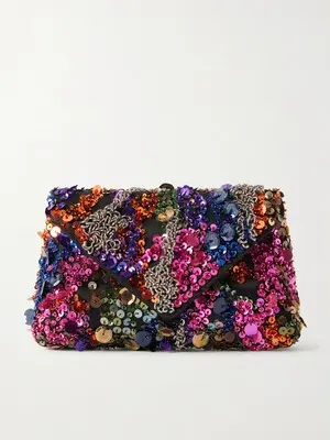 Dries Van Noten Sequin And Bead-embellished Satin Clutch - Multi