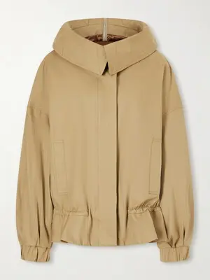 Dries Van Noten Gathered Cotton-twill Hooded Jacket - Neutrals