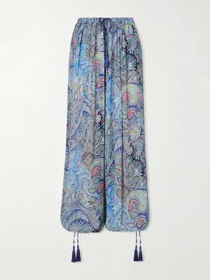 Etro Printed Wide-leg Crepon Pants