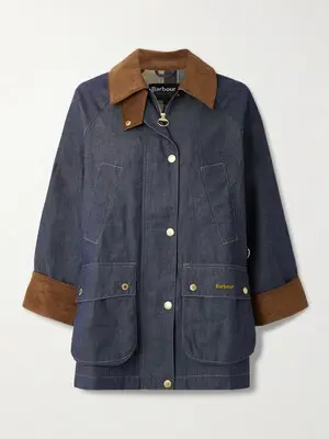Barbour Asker Cotton Corduroy-trimmed Denim Jacket - Blue
