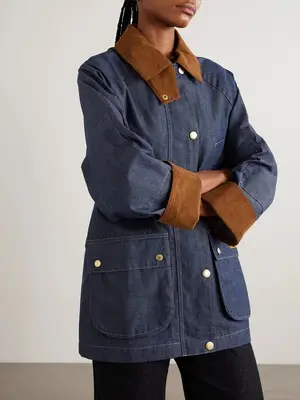 Barbour Asker Cotton-corduroy Trimmed Denim Jacket - Blue