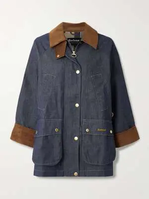 Barbour Asker Cotton Corduroy-trimmed Denim Jacket - Indigo