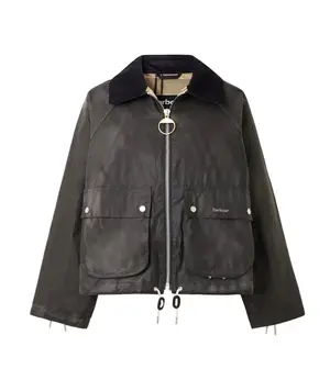 Barbour Leather And Corduroy-trimmed Waxed-cotton Jacket - Gray