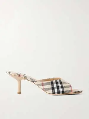 Burberry Checked Canvas Mules - Beige