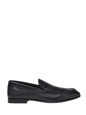 Fendi Braided Leather Moccasin - Black