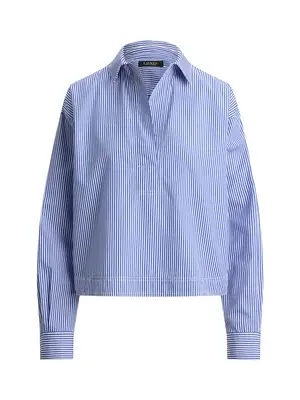 Ralph Lauren Striped Cropped Shirt - Blue