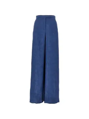 Emporio Armani Linen Wide-leg Trousers - Blue