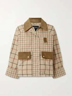 Barbour Mackworth Corduroy-trimmed Checked Cotton Jacket - Beige
