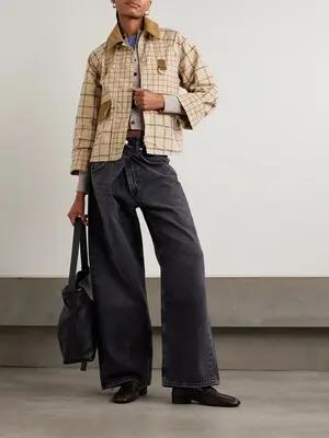 Barbour Mackworth Corduroy-trimmed Checked Cotton Jacket - Neutrals