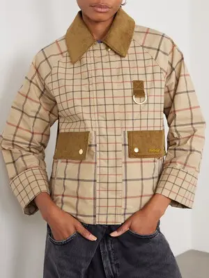Barbour Mackworth Corduroy-trimmed Checked Cotton Jacket - Neutrals