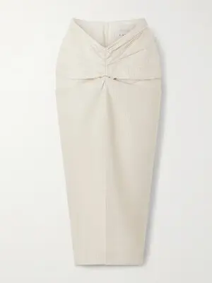 LANVIN Draped Satin-jacquard Midi Skirt - Ecru