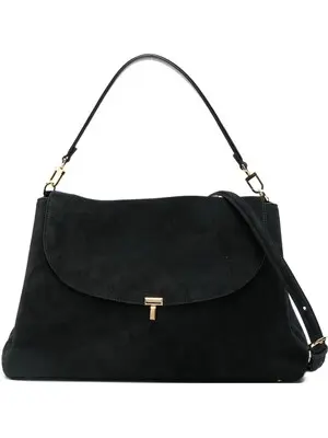 TOTEME T-lock Suede Leather Tote Bag - Black