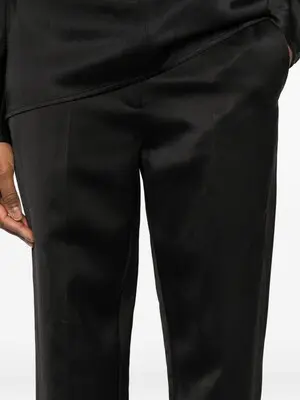 TOTEME Linen Blend Straight Leg Trousers - Black