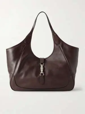 Gucci Mercato Textured-leather Shoulder Bag - Dark Brown