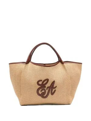 Emporio Armani Large Straw Tote Bag - Brown
