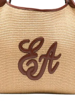 Emporio Armani Large Straw Tote Bag - Brown