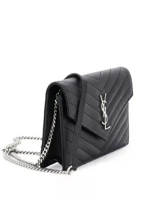 Saint Laurent Monogram Wallet On Chain - Black