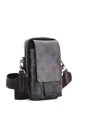 LOUIS VUITTON Double Phone Pouch Nm Reverse Monogram Eclipse Canvas Crossbody Bag