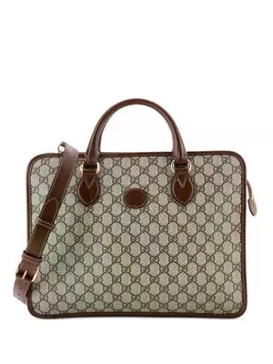 Gucci Interlocking G Patch Briefcase Gg Coated Canvas