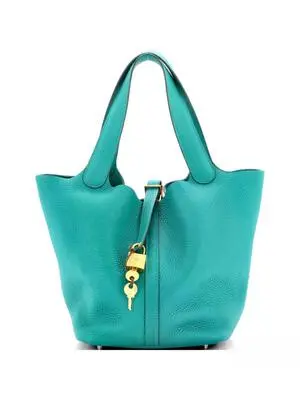 Hermès Picotin Lock Bag Clemence Mm Bucket Bag - Green