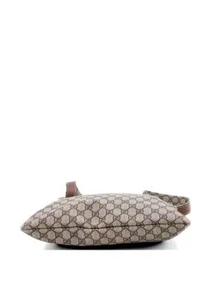 Gucci Web Loop Flat Messenger Gg Coated Canvas Large Crossbody Bag - Brown