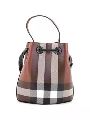 Burberry Tb Drawstring Check E-canvas Mini Bucket Bag