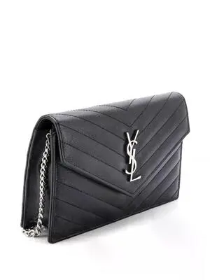 Saint Laurent Monogram Wallet On Chain - Black