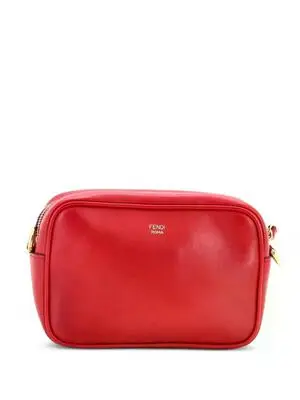 Fendi Camera Bag Zucca Embossed Leather Small Crossbody Bag - Red
