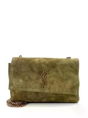 Saint Laurent Classic Monogram Reversible Shoulder Bag Suede Small Crossbody Bag - Green