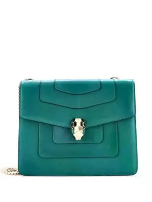 BVLGARI Serpenti Forever Square Leather Medium Shoulder Bag - Green