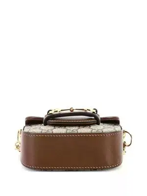 Gucci Horsebit 1955 Flap Wallet With Strap Gg Coated Canvas Crossbody Bag - Brown