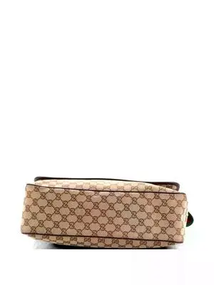 Gucci Web Strap Flap Messenger Gg Canvas Medium Crossbody Bag - Brown