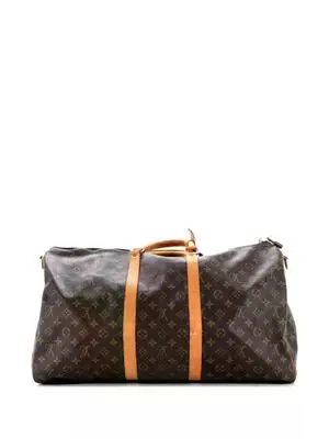 LOUIS VUITTON Keepall Bandouliere 55 Monogram Canvas Travel Bag - Brown