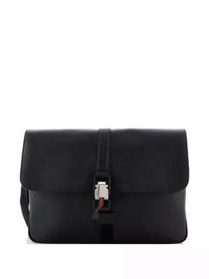 Gucci Web Buckle Wristlet Briefcase Leather Business Bag - Black