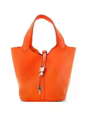 Hermès Picotin Lock Bag Clemence Mm Bucket Bag - Orange