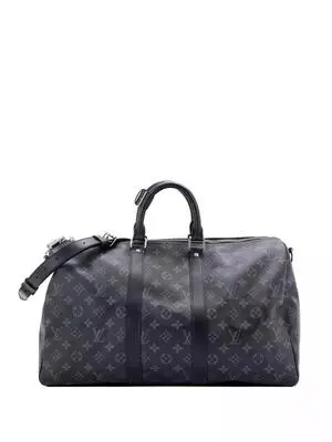 LOUIS VUITTON Keepall Bandouliere Bag Monogram Eclipse Canvas 45 Travel Bag - Black