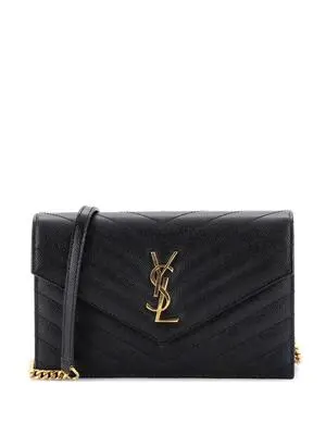 Saint Laurent Classic Monogram Wallet On Chain - Black