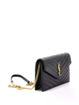 Saint Laurent Classic Monogram Wallet On Chain - Black