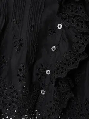 DÔEN Henri Cropped Broderie Anglaise Top - Black