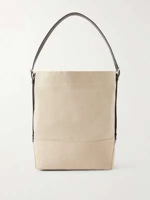 LEMAIRE Leather-trimmed Cotton-canvas Tote Bag - Off-white