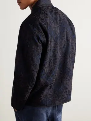 KARDO Paiwand Studio Amardeep Embroidered Cotton-herringbone Jacket - Blue