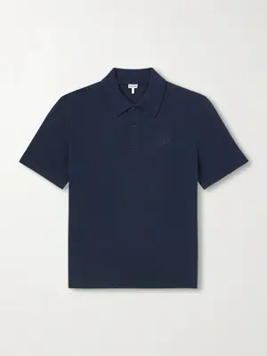 Loewe Slim-fit Logo-embroidered Cotton-piqué Polo Shirt - Blue