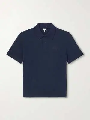 Loewe Slim-fit Logo-embroidered Cotton-piqué Polo Shirt - Navy