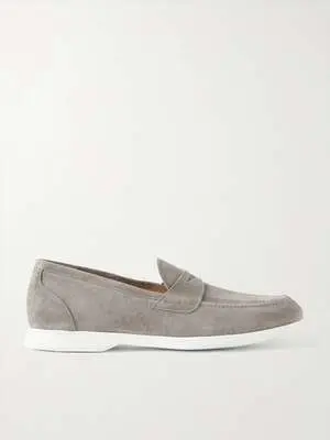 Kiton Suede Penny Loafers - Gray