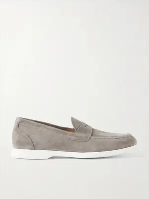 Kiton Suede Penny Loafers - Gray