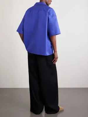 Loewe Camp-collar Logo-embroidered Cotton-twill Shirt