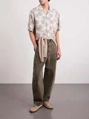 Nn07 Ole 5396 Camp-collar Printed Linen And Cotton-blend Shirt