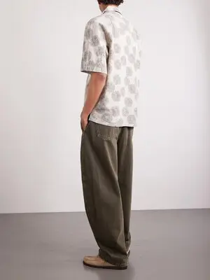 Nn07 Ole 5396 Camp-collar Printed Linen And Cotton-blend Shirt