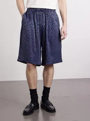 Needles Straight-leg Leopard-jacquard Drawstring Shorts