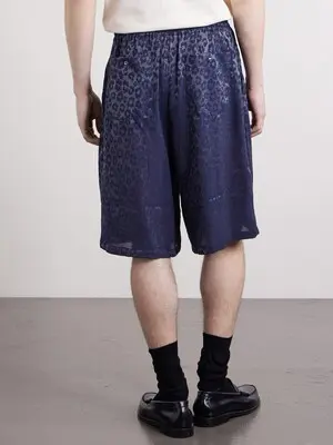 Needles Straight-leg Leopard-jacquard Drawstring Shorts
